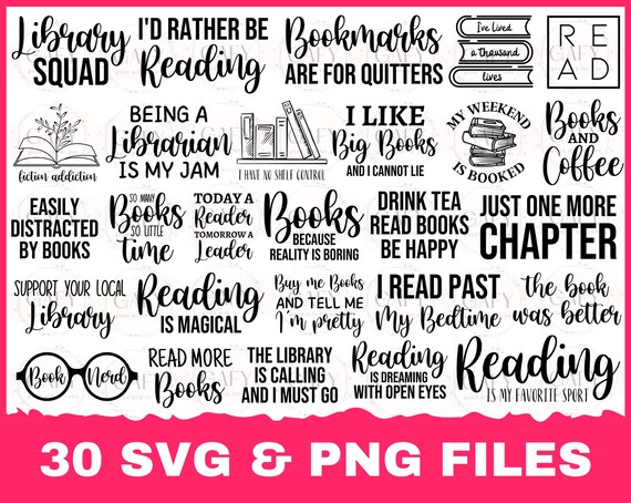 Reading Svg Bundle Book Svg Book Lover Svg - Etsy