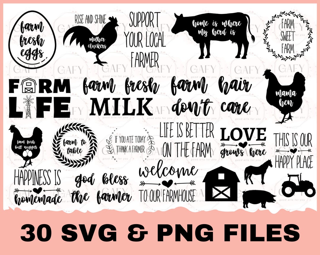 30 Farm Life BUNDLE SVG Farm Quotes Svg, Farm Animals Bundle, Farm ...