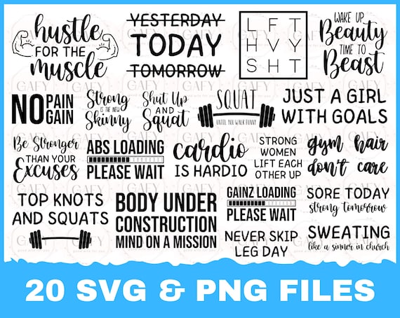Workout SVG Bundle Exercise Quotes Fitness Quotes Fitness | Etsy