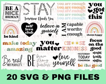 Self Love Svg Bundle, Inspirational Svg Bundle, Mental Health Svg, You ...