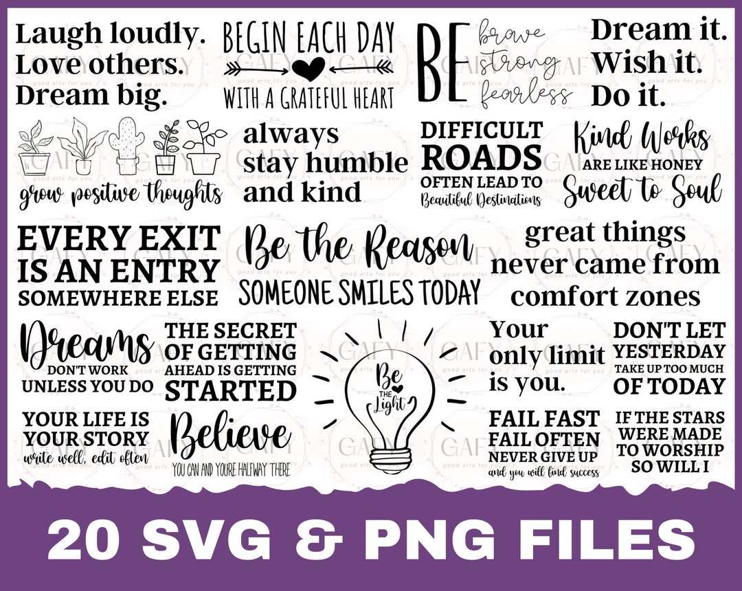 Inspirational SVG Bundle, Motivational SVG Cut Files, Commercial Use ...