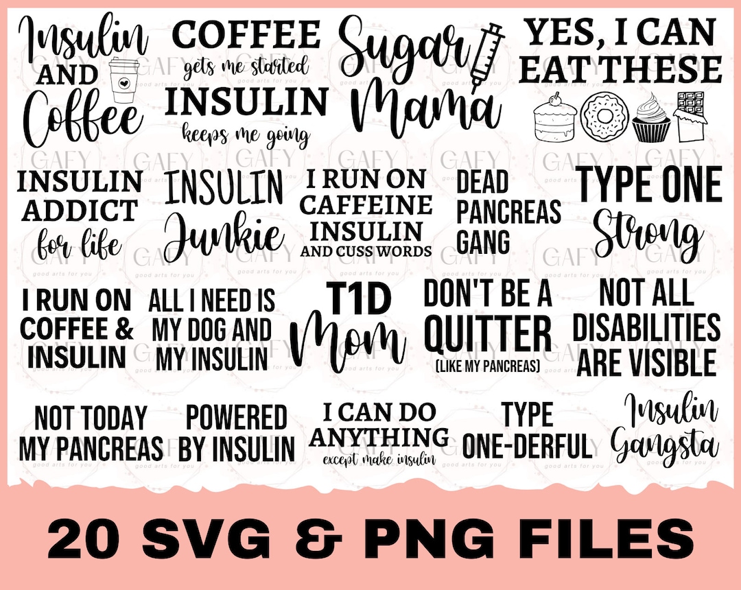 Funny Diabetes Svg Bundle, Type 1 Diabetes Svg, Gift for Diabetic ...