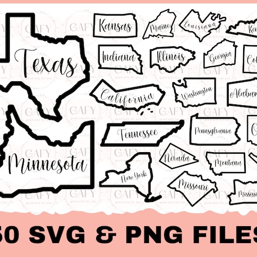 All 50 States Outline Svg Bundle United States Svg US - Etsy