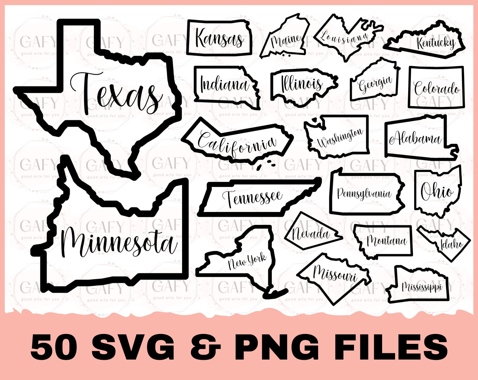All 50 States Outline Svg Bundle United States Svg US - Etsy