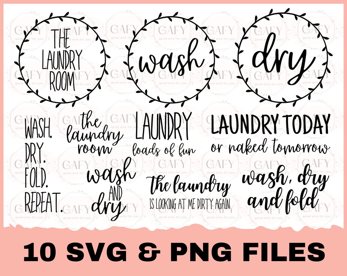 Laundry SVG Bundle, Laundry Room Signs, Cut Files Farmhouse Laundry SVG ...