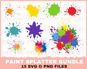 Paint Splatter SVG Bundle: Colorful Ink Splats Clipart - Etsy