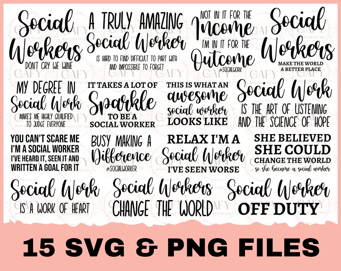 Social Worker SVG Bundle, 15 Social Work Digital Cut Files Svg, Png - Etsy