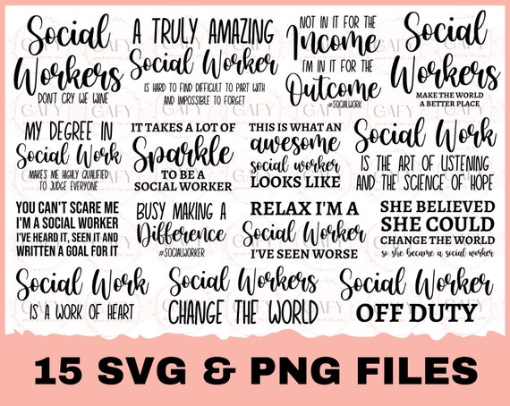 Social Worker SVG Bundle 15 Social Work Digital Cut Files - Etsy