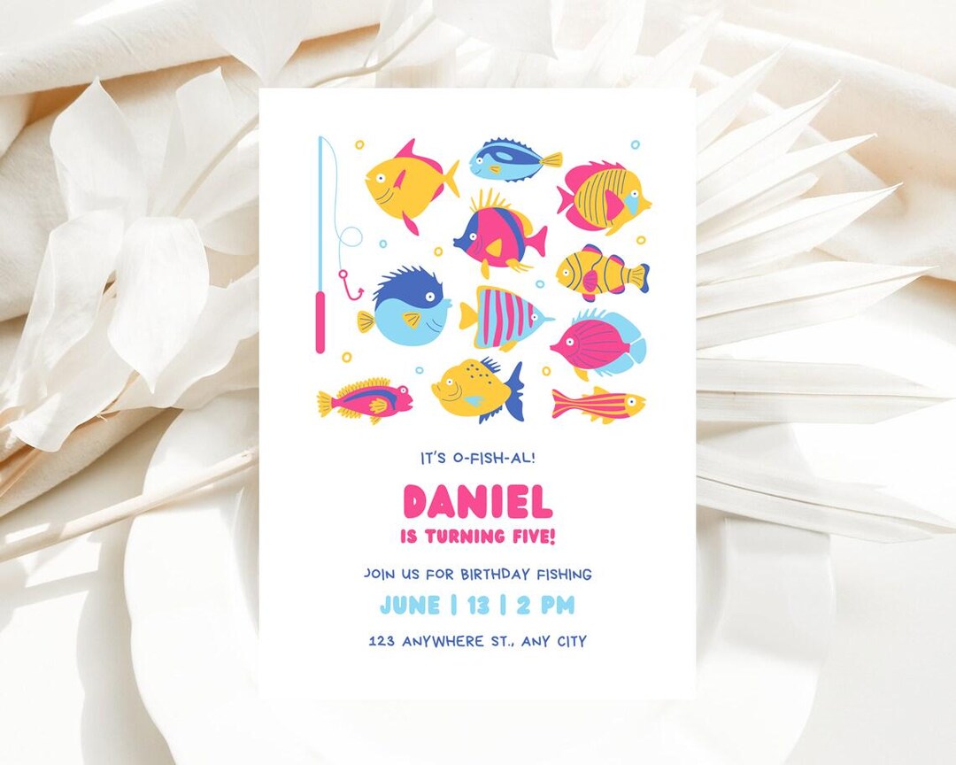 Editable Fishing Birthday Invitation Template, Fishing Birthday Invite ...