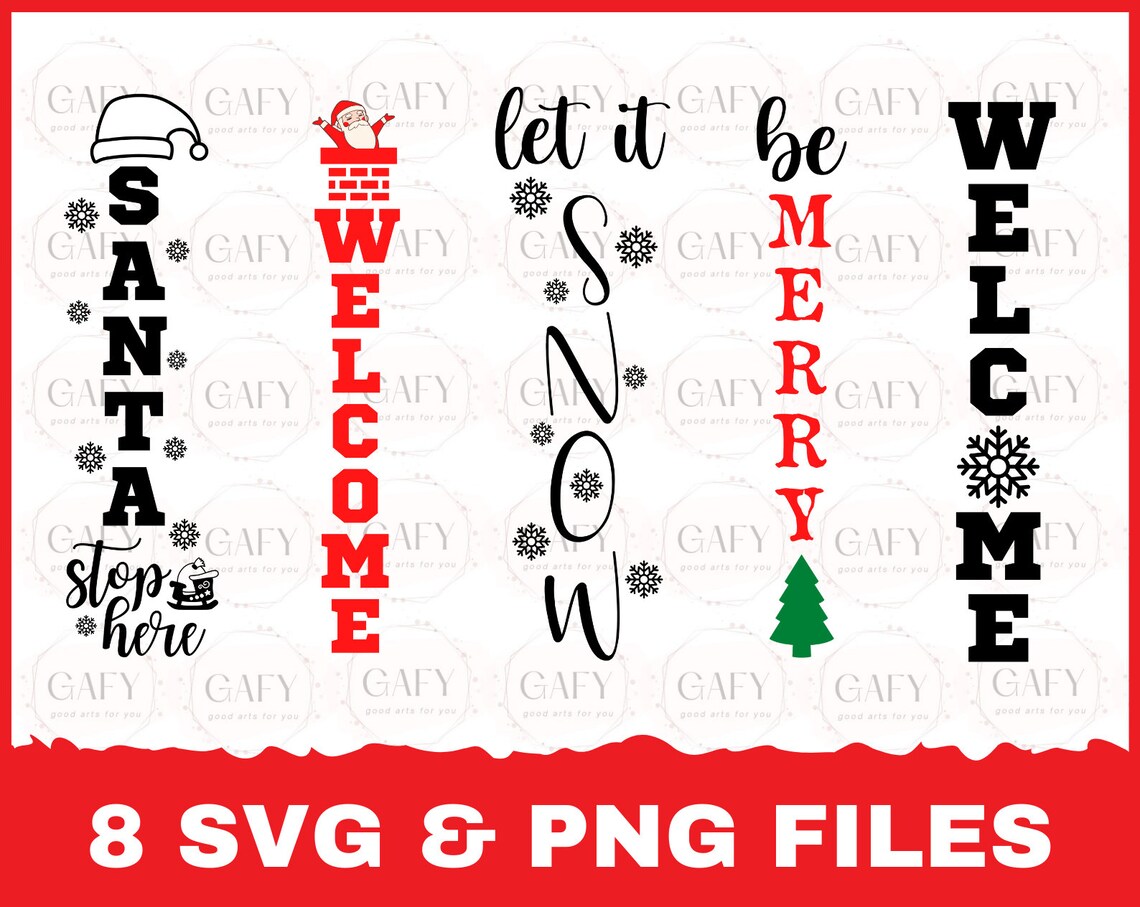 Christmas Sign Svg Bundle Vertical Sign Svg Christmas Porch - Etsy