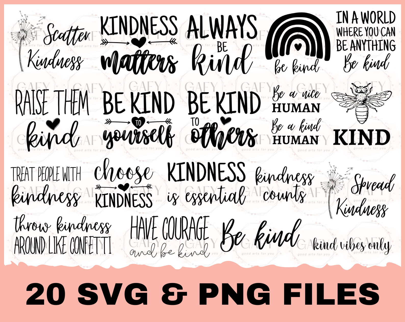 Kindness SVG Bundle Inspirational Svg Kind Cut File Be Kind - Etsy