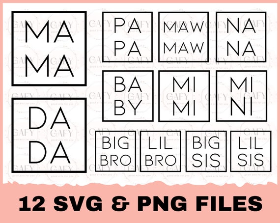 Matching Family Names in Square Frame SVG PNG Files for | Etsy