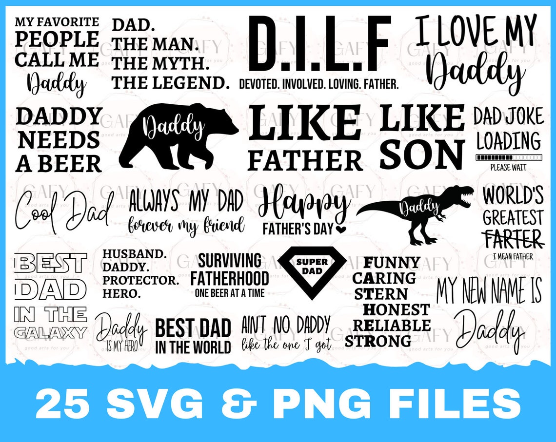 Dad Quotes SVG Bundle, 25 Designs, Father's Day Quotes SVG, Cut File ...
