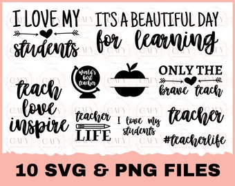 Teacher Svg Bundle, Teacher Quote Svg, Teacher Svg, Teacher Life Svg ...