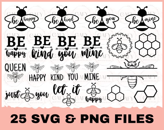 Bee Svg Hand Lettered Bundle Bee Kind Svg Bee Happy Svg Bee | Etsy