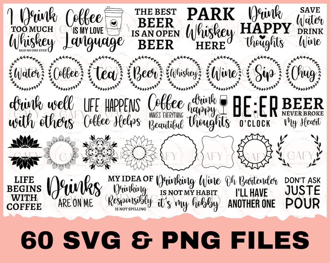 Coaster Svg Bundle, Wine Saying Svg, Coffee Coaster Svg, Drink Coaster ...