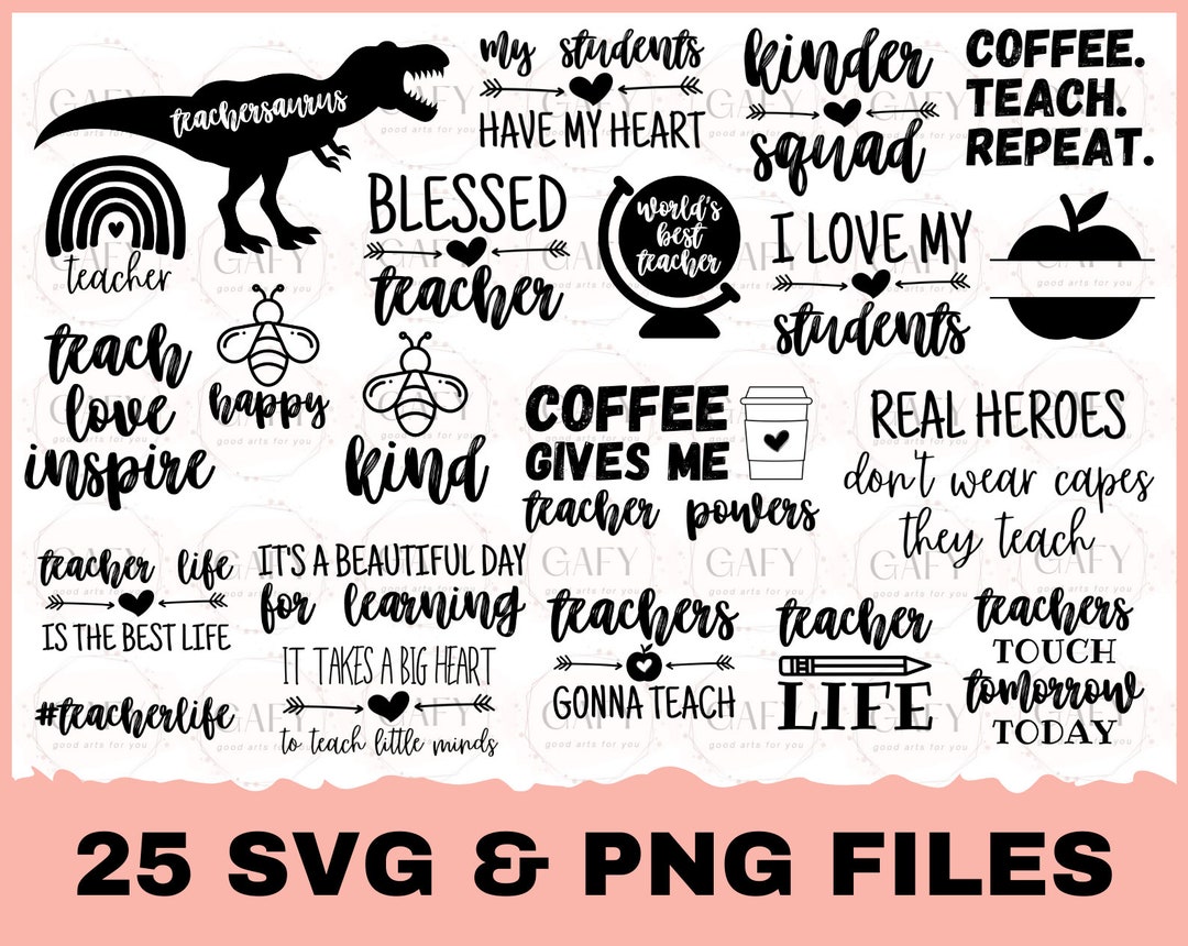Teacher Svg Bundle Hand Lettered, Teacher Svg, Teacher Shirt Svg, Back ...