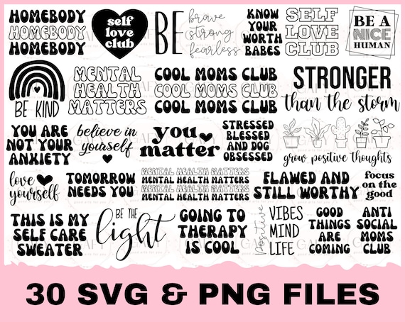 Trendy Svg Bundle Best Sellers Svg Bundle Mental Health Svg - Etsy