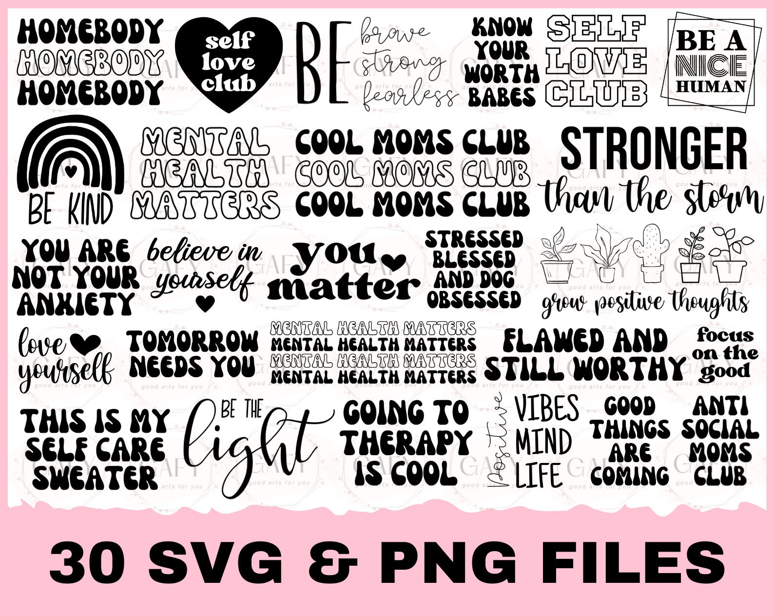 Trendy Svg Bundle Best Sellers Svg Bundle Mental Health Svg - Etsy