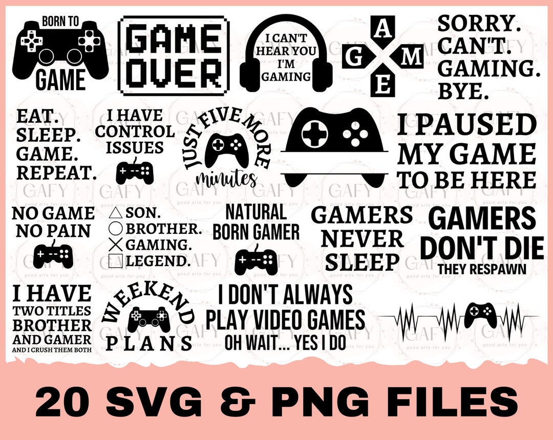 20 Gamer Bundle Designs in Svg, Png Formats - Etsy