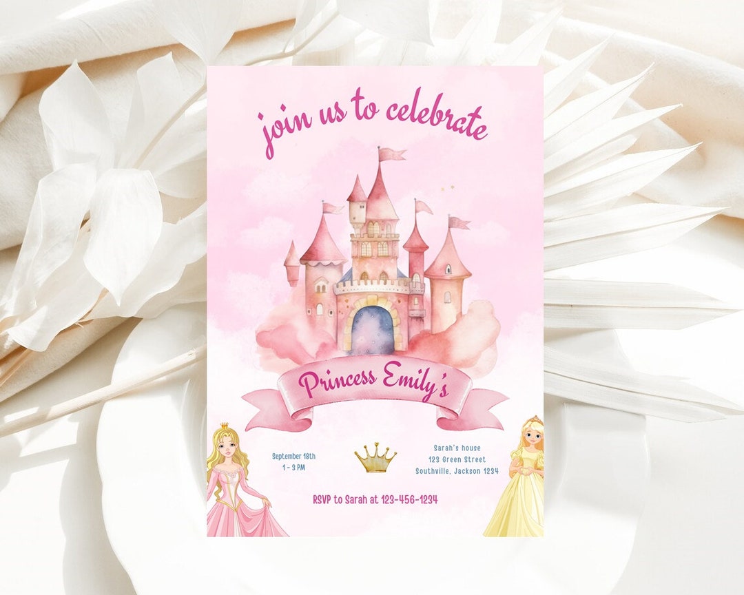 Editable Princess Birthday Party Theme Princess Girl Editable Birthday ...