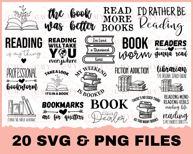 Reading SVG Bundle Book Svg Books SVG Bundle Book Lover Svg - Etsy UK