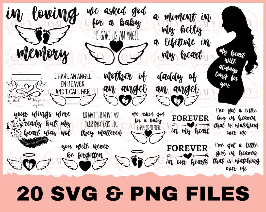 Pregnancy and Infant Loss SVG Bundle, Baby Loss SVG, Miscarriage SVG, Angel Wings Svg, Rainbow ...