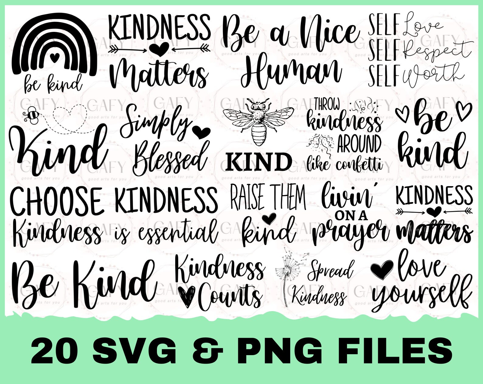 Kindness SVG Bundle Inspirational Svg Kind Cut File Be Kind - Etsy