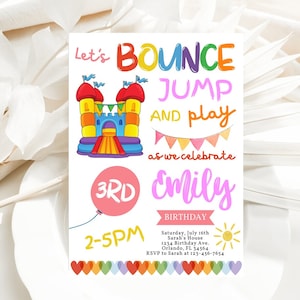 Editable Bounce Invitation, Bounce Birthday Invitation, Bounce Template ...