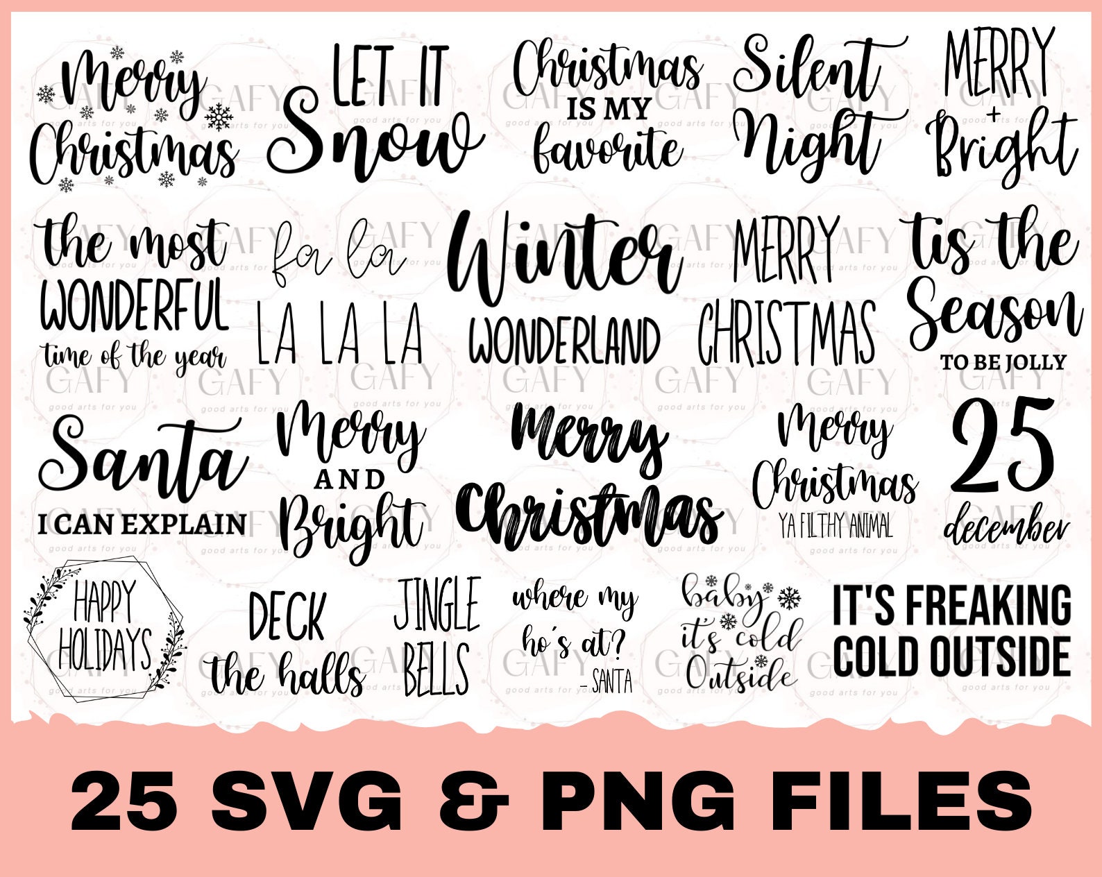 25 Christmas Sayings SVG Bundle Christmas SVG Pack Holiday - Etsy