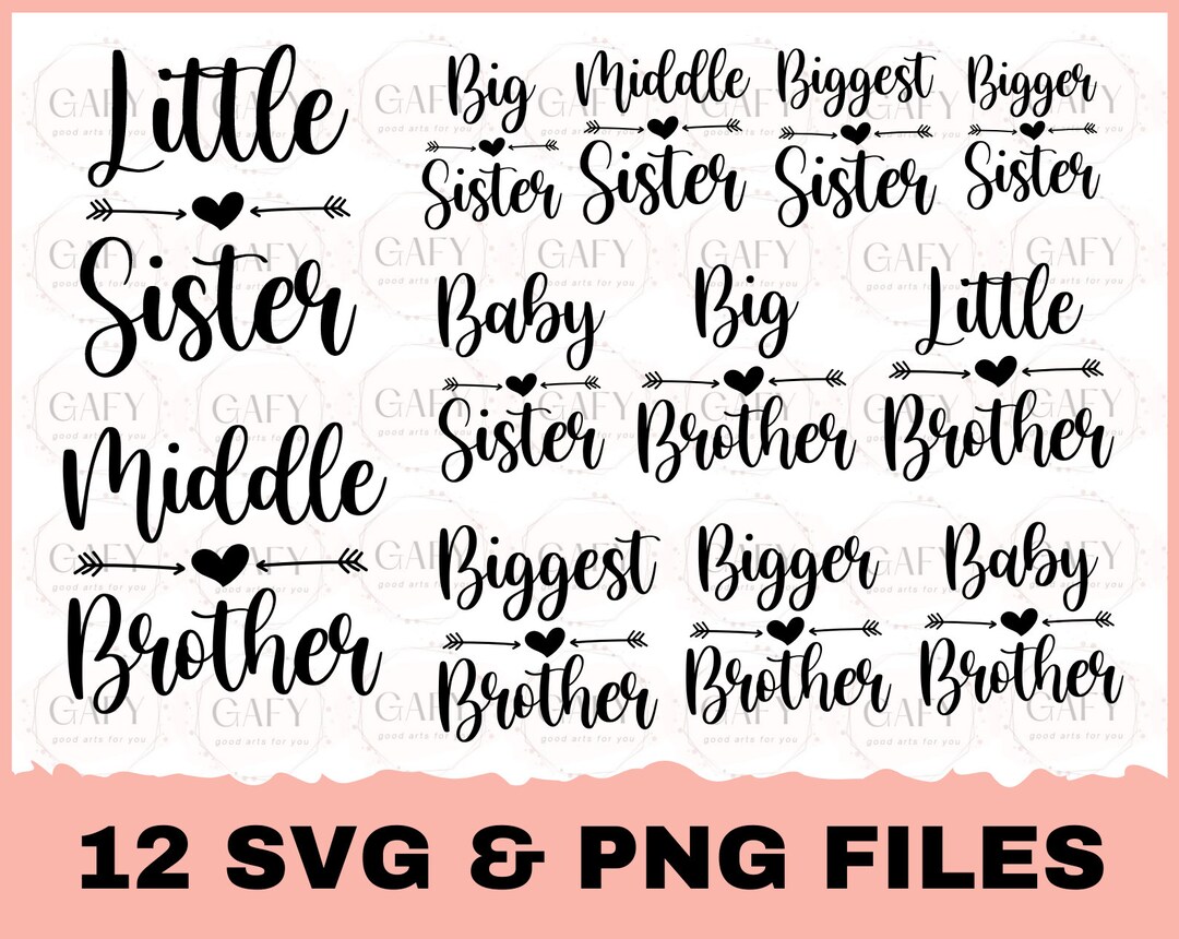 Brother Sister SVG, Big Brother, Middle Brother, Little Brother, Big ...