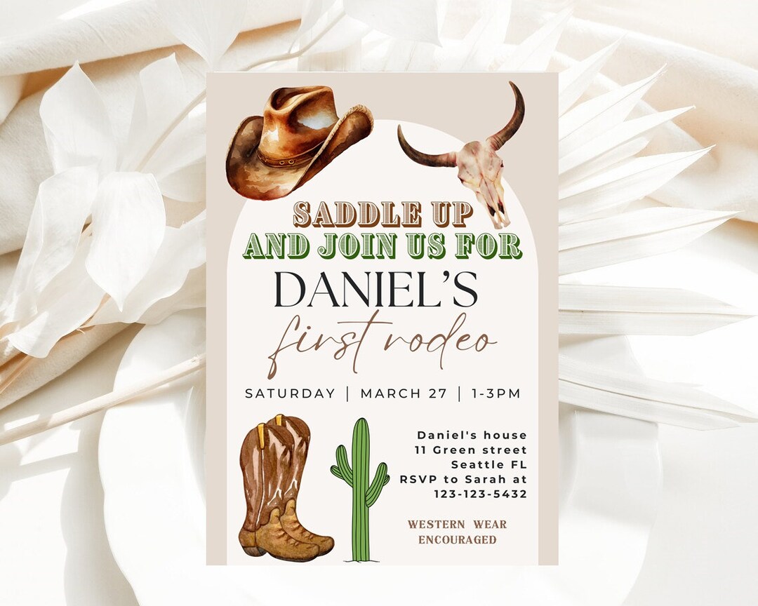 Editable Rodeo Invitation, Editable Cowboy Birthday Party Invitation ...