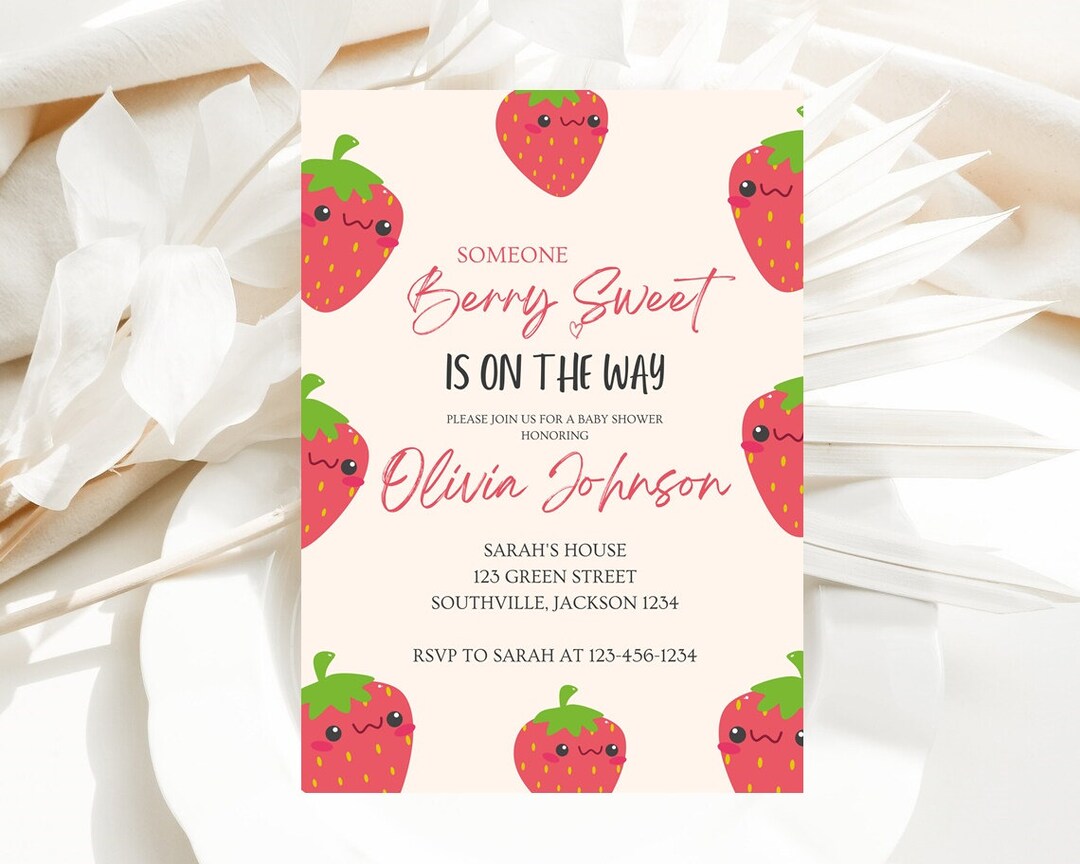 EDITABLE Berry Sweet Baby Shower Invitation, Berry Sweet Baby Shower ...