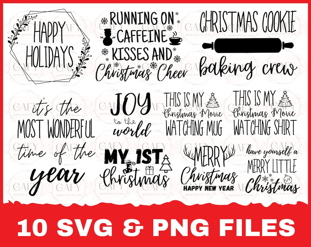 10 Christmas Sayings SVG Bundle Christmas SVG Pack Holiday SVG Holiday ...