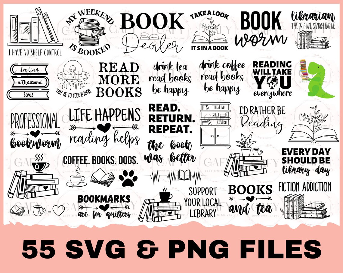 Book Lover SVG Bundle Book SVG Reading SVG Bundle Book - Etsy
