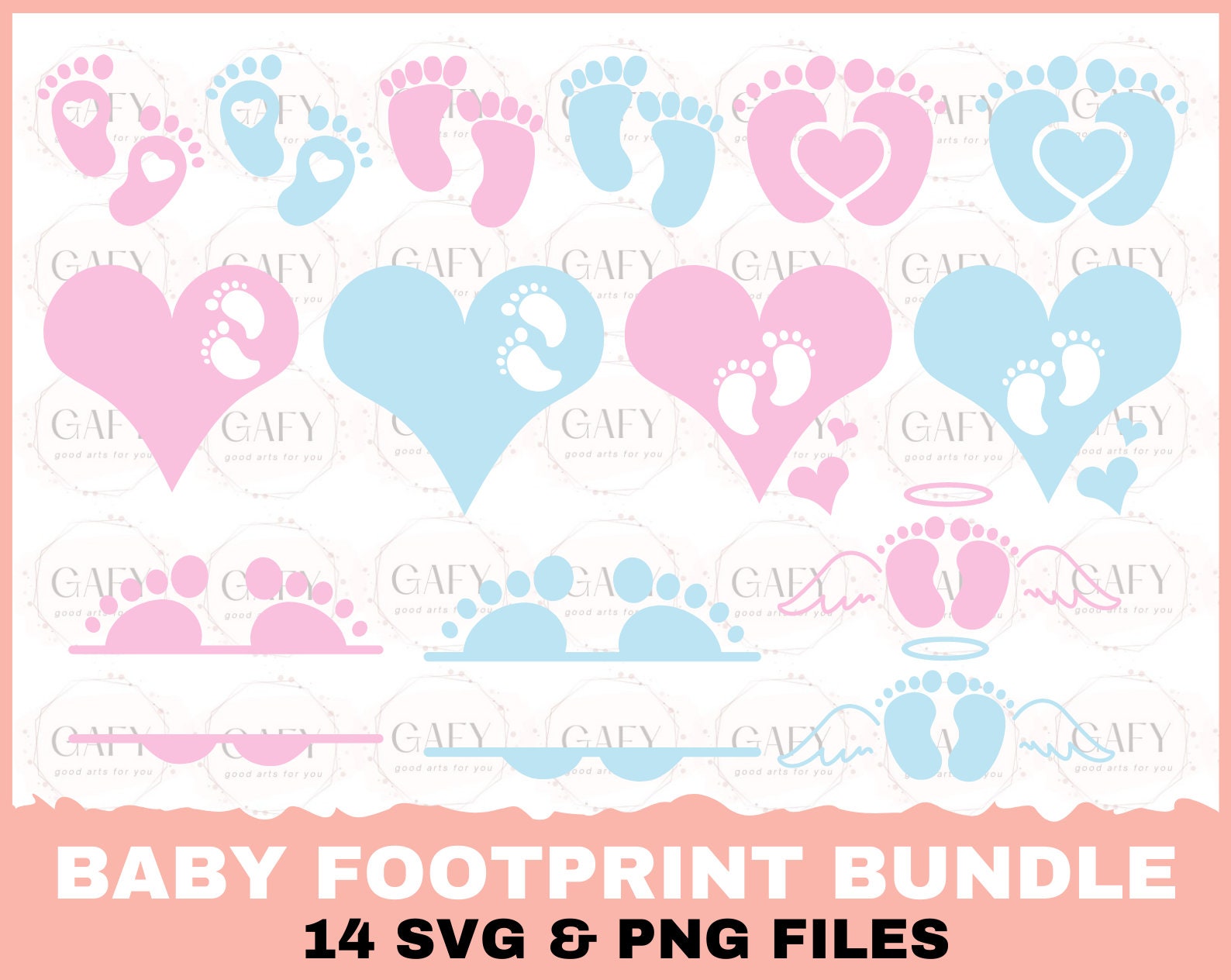 Pink Baby Footprints Border