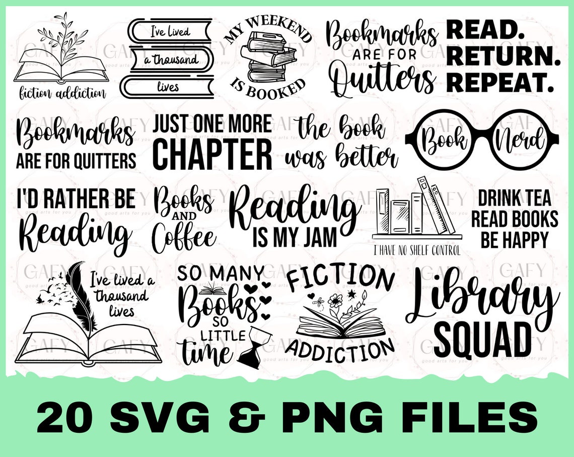 Book Lover SVG Bundle Book SVG Reading SVG Bundle Book - Etsy