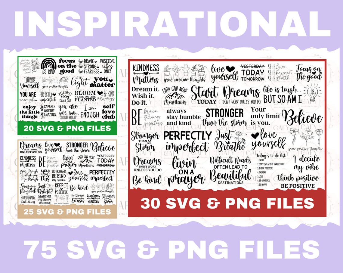 Inspirational Quotes Svg Bundle, Inspirational Svg, Motivational Quotes ...