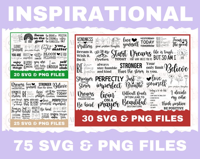 Inspirational Quotes Svg Bundle, Life Quotes Svg, Motivational Quotes ...