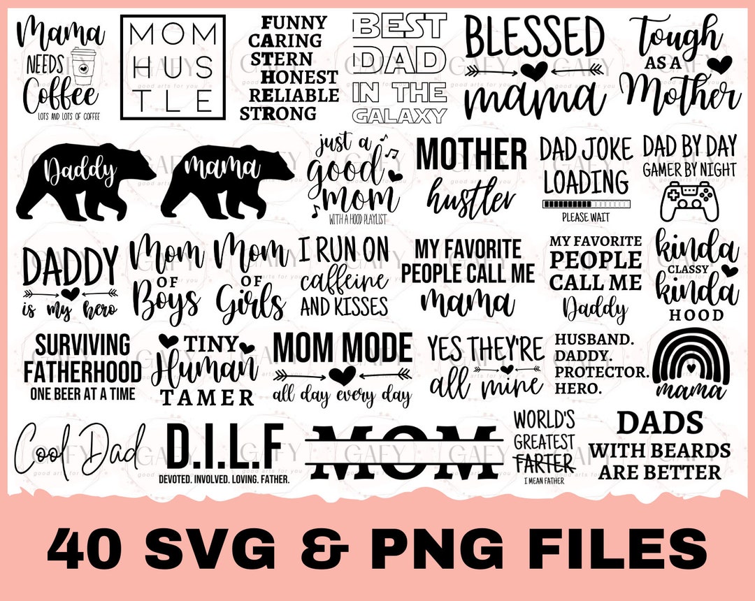 Mom and Dad Svg Bundle, Parents Big Bundle SVG Cut Files, Parent Vector ...