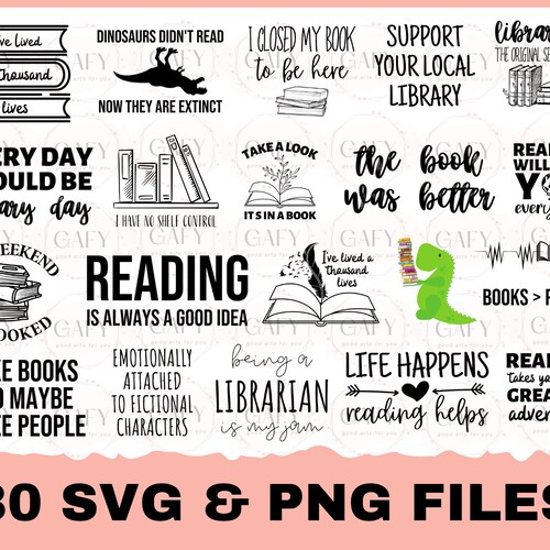 Reading SVG Bundle Book Svg Books SVG Bundle Book Lover Svg - Etsy