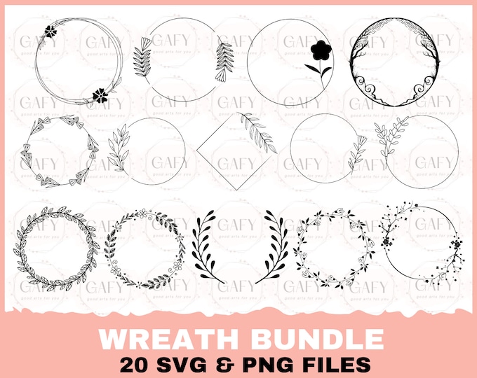 Wreath Svg Bundle, Circle Svg Bundle, Floral Wreath Svg, Heart Laurel ...