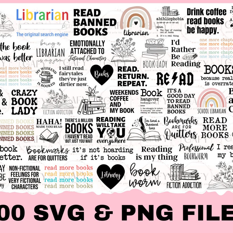 Library Svg - Etsy