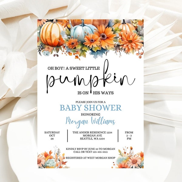 Pumpkin Baby Shower Invites - Etsy