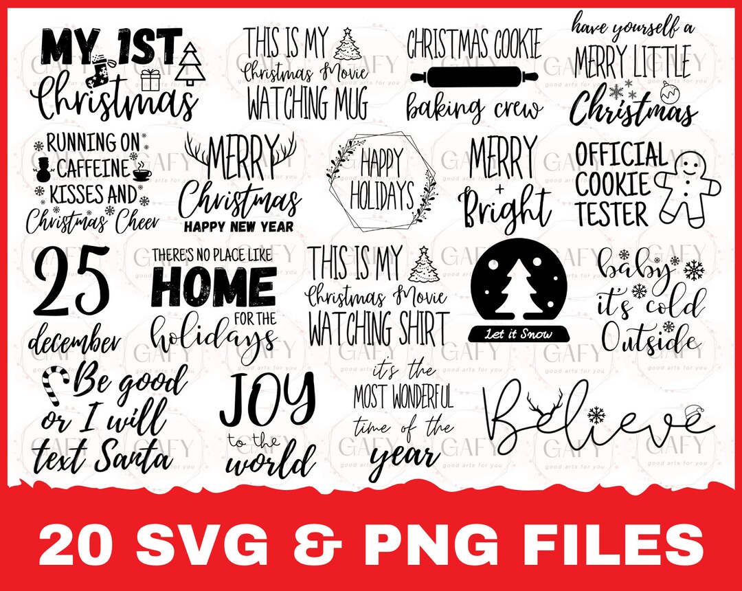 20 Christmas SVG Bundle, Winter Svg, Santa SVG, Holiday, Merry ...