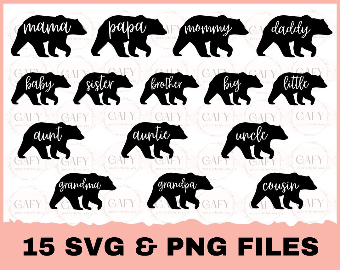 Mama Bear SVG, Papa Bear Svg, Bear Family Clip Art Bundle, Baby, Sister ...