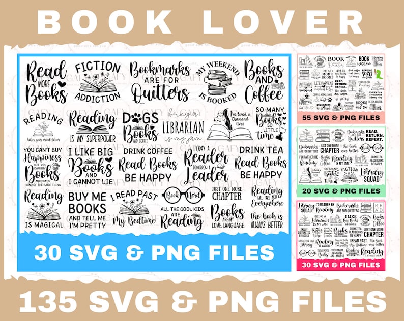 Book Lover SVG Bundle Book SVG Reading SVG Bundle Book - Etsy