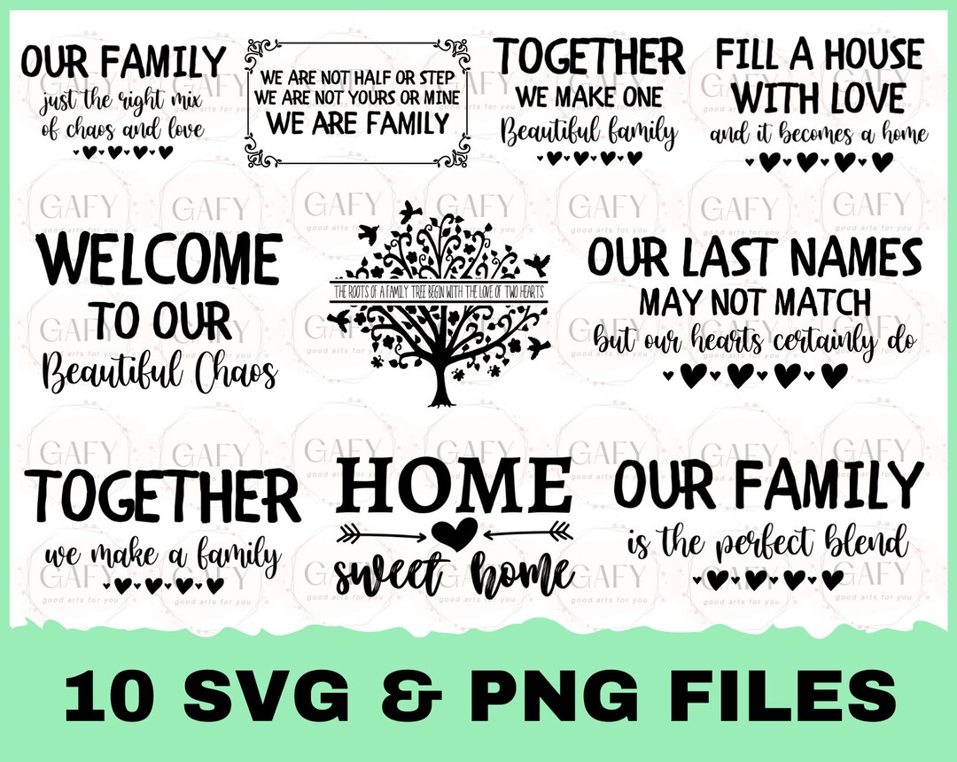 Family Quotes Bundle - 10 Family Sign DIGITAL Cut Files - Svg, Png - Etsy