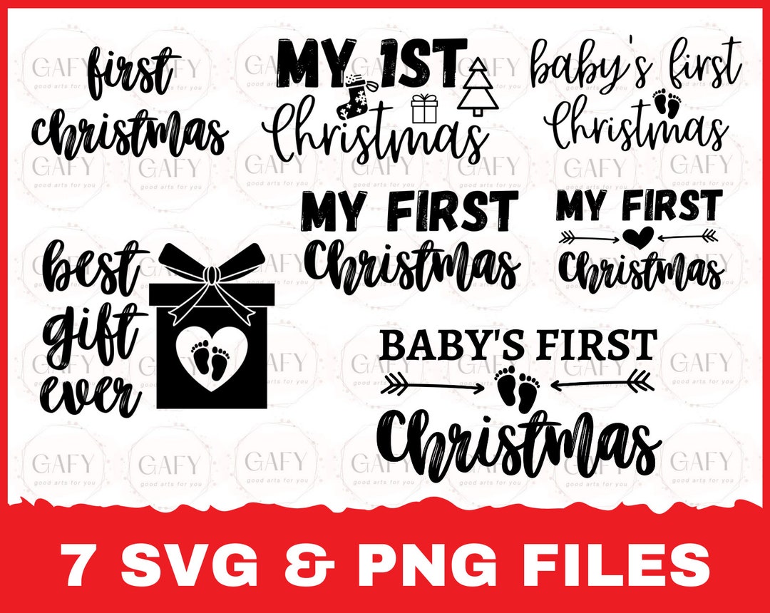 Baby's First Christmas Svg Bundle Hand Lettered, My First Christmas Svg ...