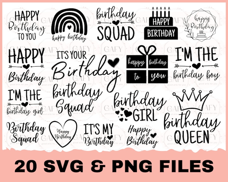 Happy Birthday Svg Bundle Hand Lettered, Birthday Svg, Birthday Party ...